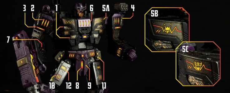 Labels & Stickers for AOTP Megatronus The Fallen - Toyhax - Reprolabels
