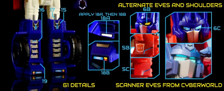 Stickers & Labels for MA-02 Optimus Prime- Toyhax - Reprolabels
